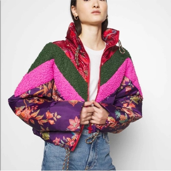 FARM Rio | Jackets & Coats | Farm Rio Cosmic Floral Puffer | Poshmark